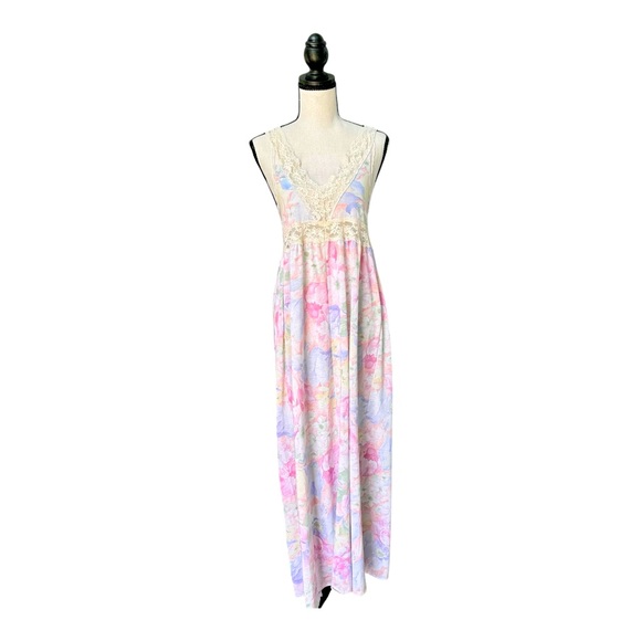 lorraine | Dresses | Vintage Lorraine Pastel Floral Maxi Nightgown Slip ...